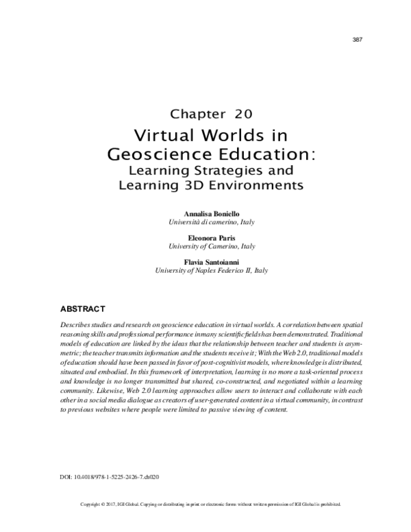 (PDF) Virtual Worlds in Geoscience Education