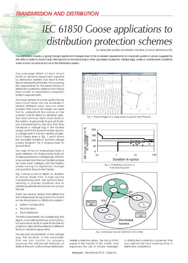 Pdf Iec 61850 Goose Applications To Distribution Protection Schemes