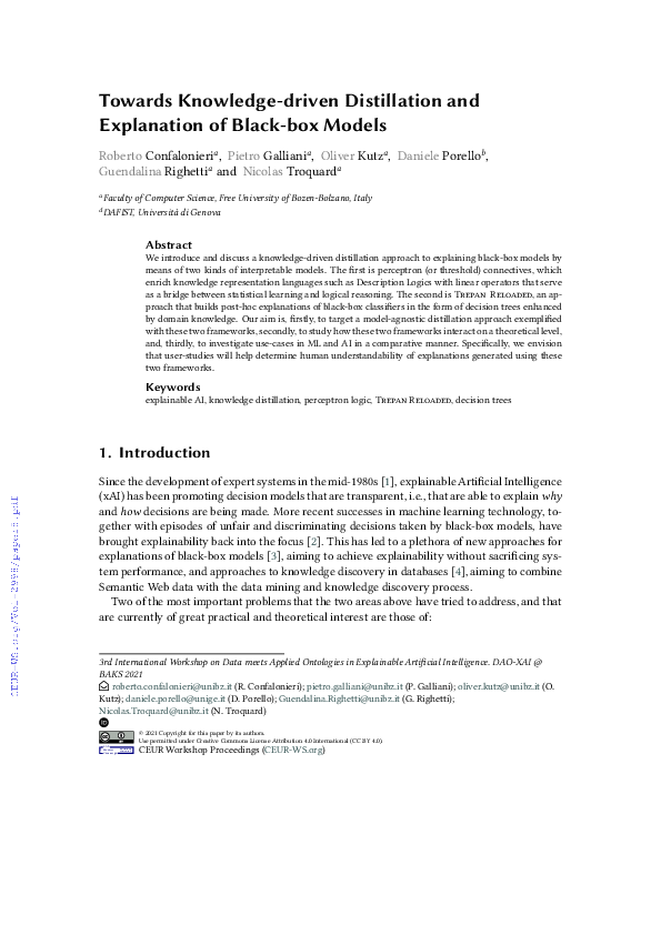 (PDF) Towards Knowledge-driven Distillation and Explanation of Black-box Models