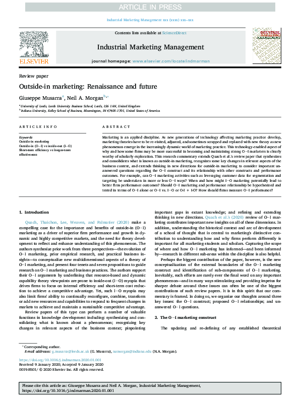 (PDF) Outside-in marketing: Renaissance and future