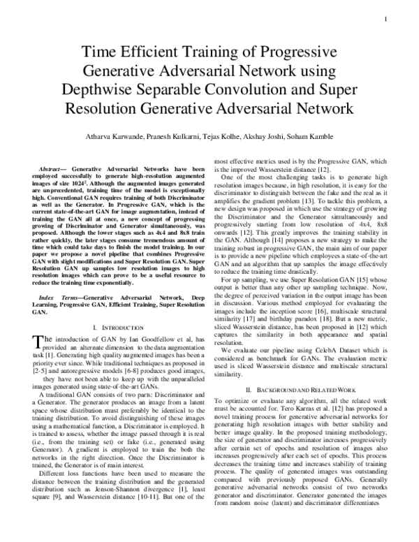 (PDF) Time Efficient Training of Progressive Generative Adversarial Network using Depthwise ...
