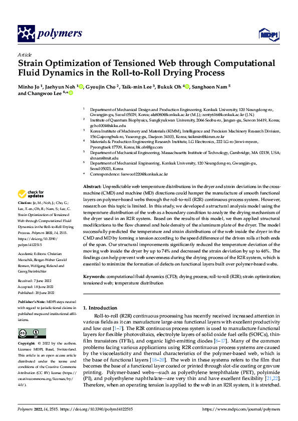 Pdf Strain Optimization Of Tensioned Web Through Computational Fluid Dynamics In The Roll To