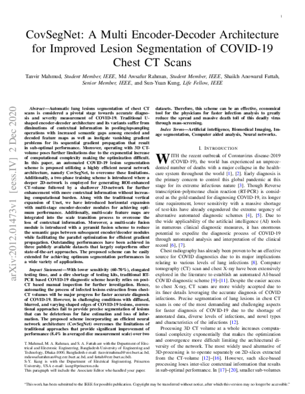 Pdf Covsegnet A Multi Encoder Decoder Architecture For Improved