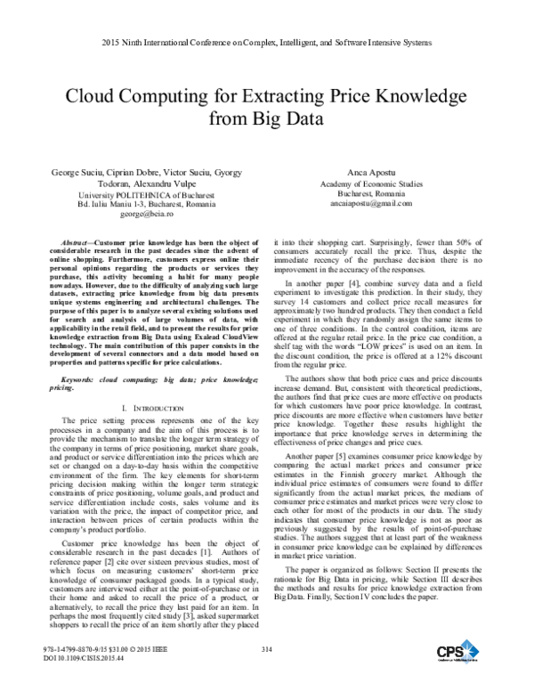 (PDF) Cloud Computing for Extracting Price Knowledge from Big Data