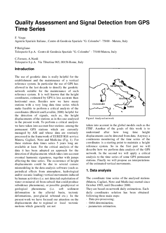 (PDF) Quality Assessment and Signal Detection from GPS Time Series