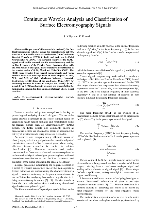 Pdf Continuous Wavelet Analysis And Classification Of Surface