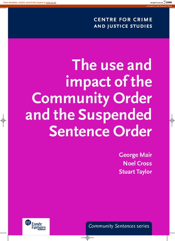 (PDF) The Use & Impact of The Community Order & The Suspended Sentence ...