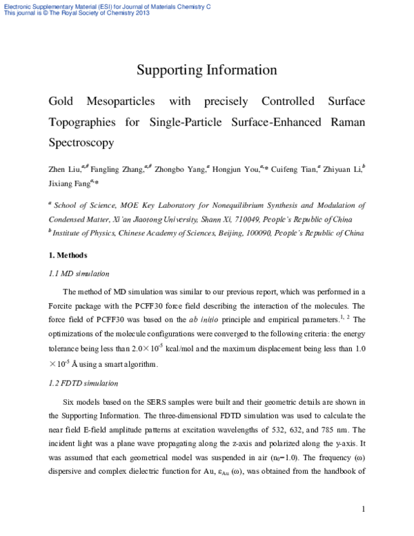 (PDF) Gold mesoparticles with precisely controlled surface topographies ... (PDF) Gold mesoparticles with precisely controlled surface topographies ...