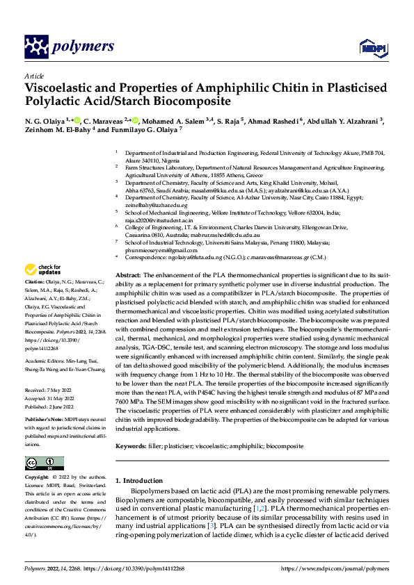 (PDF) Viscoelastic and Properties of Amphiphilic Chitin in Plasticised ...