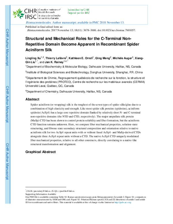 (PDF) Structural and Mechanical Roles for the C-Terminal Non-Repetitive ...