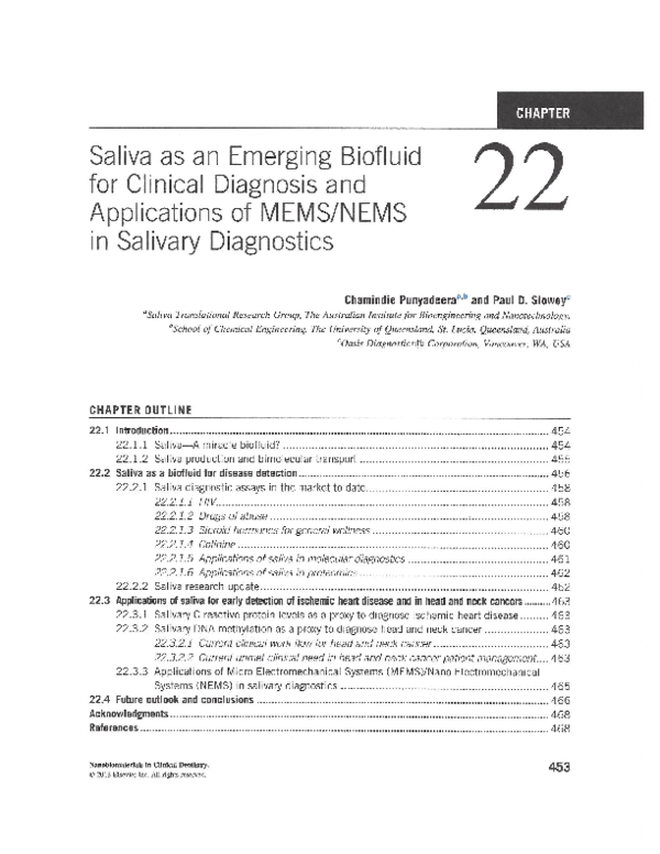 (PDF) Saliva as an Emerging Biofluid for Clinical Diagnosis and ...