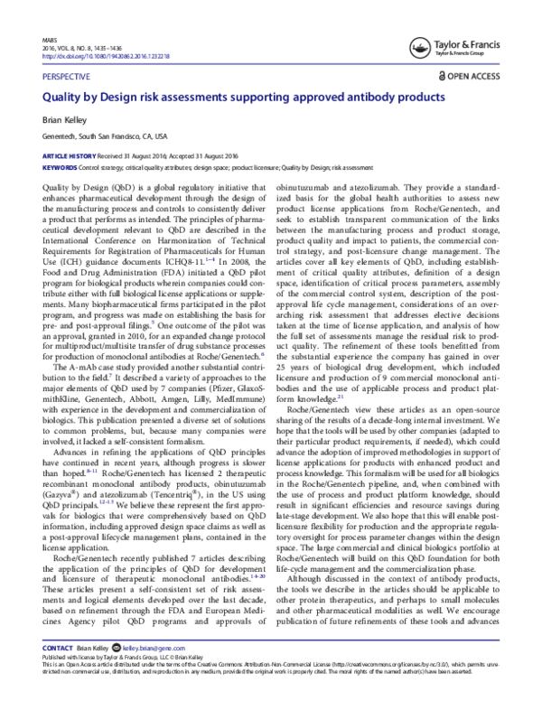 (PDF) Quality by Design risk assessments supporting approved antibody ...