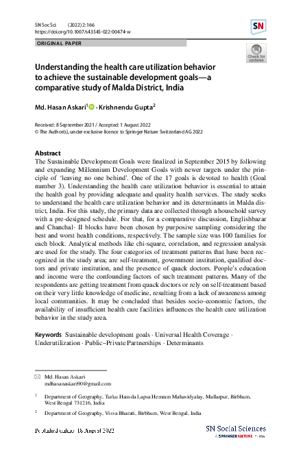 (PDF) Understanding the health care utilization behavior to achieve the ...