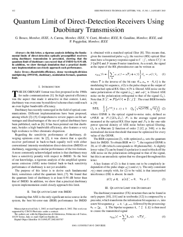 (PDF) Quantum limit of direct-detection receivers using duobinary ...