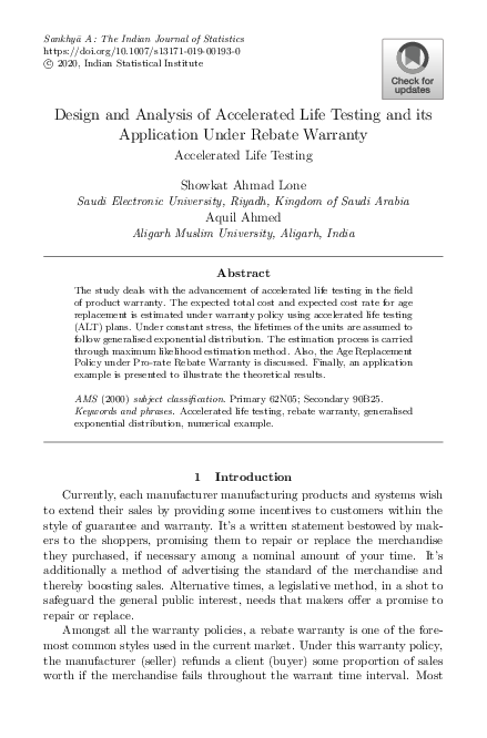 (PDF) Design and Analysis of Accelerated Life Testing and its ...