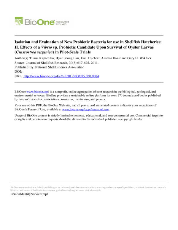 (PDF) Isolation and Evaluation of New Probiotic Bacteria for use in Shellfish Hatcheries: II ...
