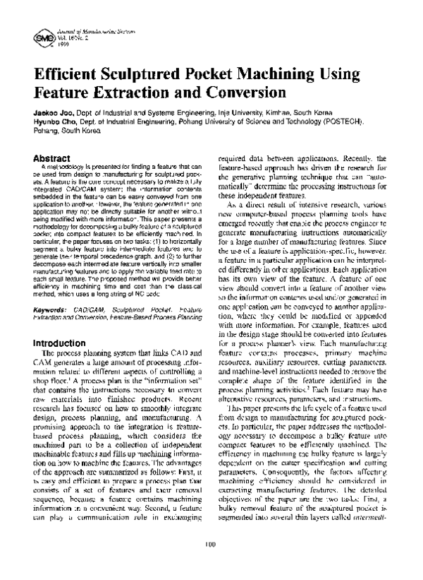 (PDF) Efficient sculptured pocket machining using feature extraction and conversion