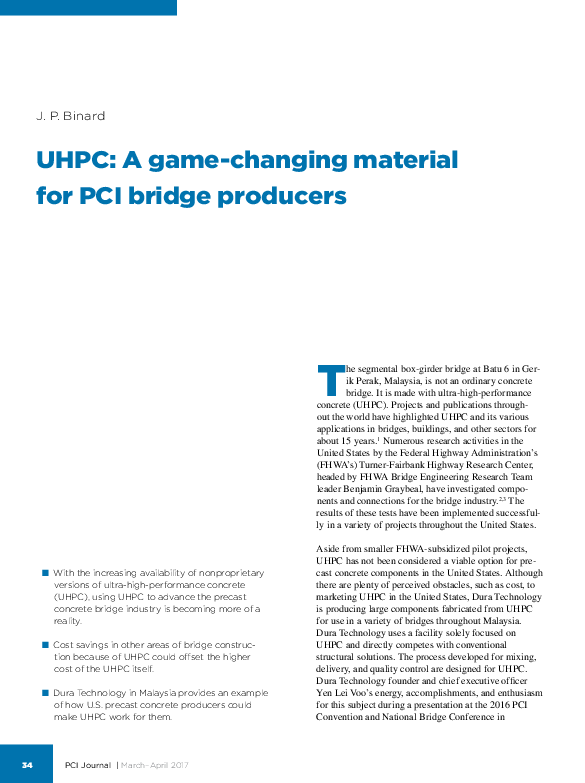 (PDF) UHPC: A Game-Changing Material for PCI Bridge Producers
