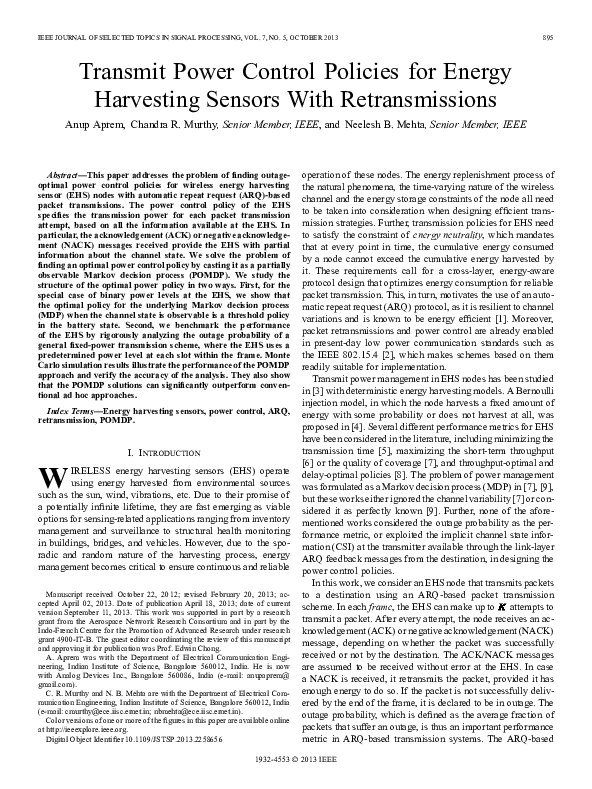 (PDF) Transmit Power Control Policies for Energy Harvesting Sensors ...