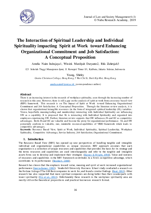 (PDF) The Interaction of Spiritual Leadership and Individual ...