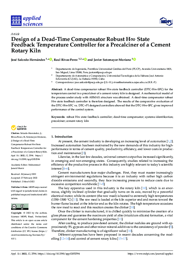 (PDF) Design of a Dead-Time Compensator Robust H∞ State Feedback Temperature Controller for a ...