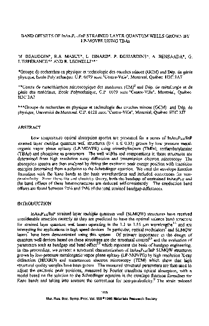 (PDF) Band Offsets of InAsxP1−X/InP Strained Layer Quantum Wells Grown ...