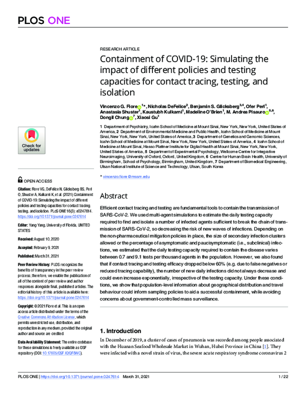 (PDF) Containment of COVID-19: Simulating the impact of different ...