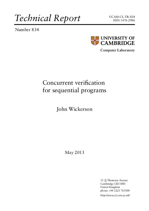 Pdf Concurrent Verification For Sequential Programs Roger Haab