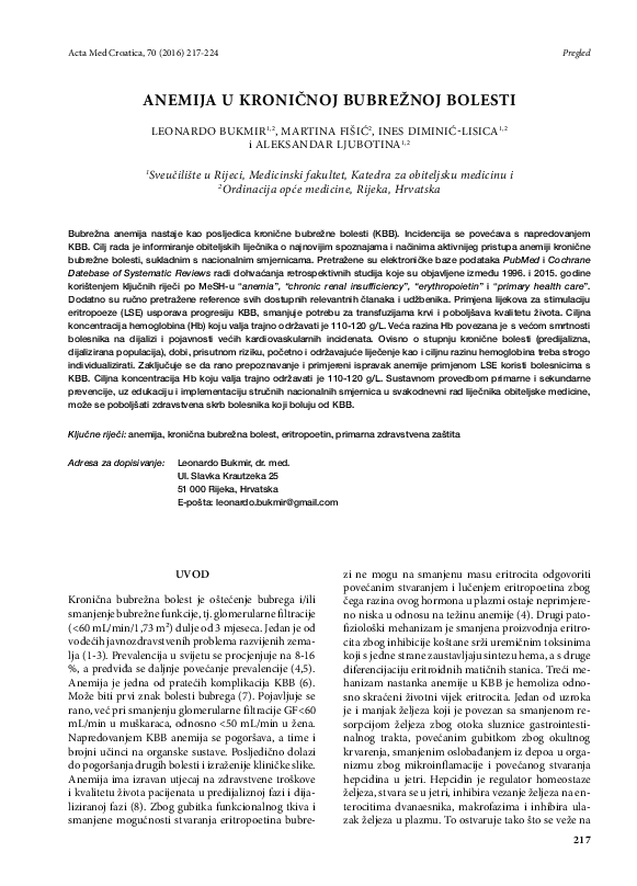 (PDF) Anemia in Chronic Kidney Disease