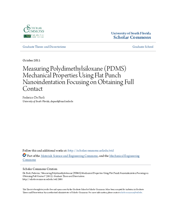 (PDF) Measuring Polydimethylsiloxane (PDMS) Mechanical Properties Using ...