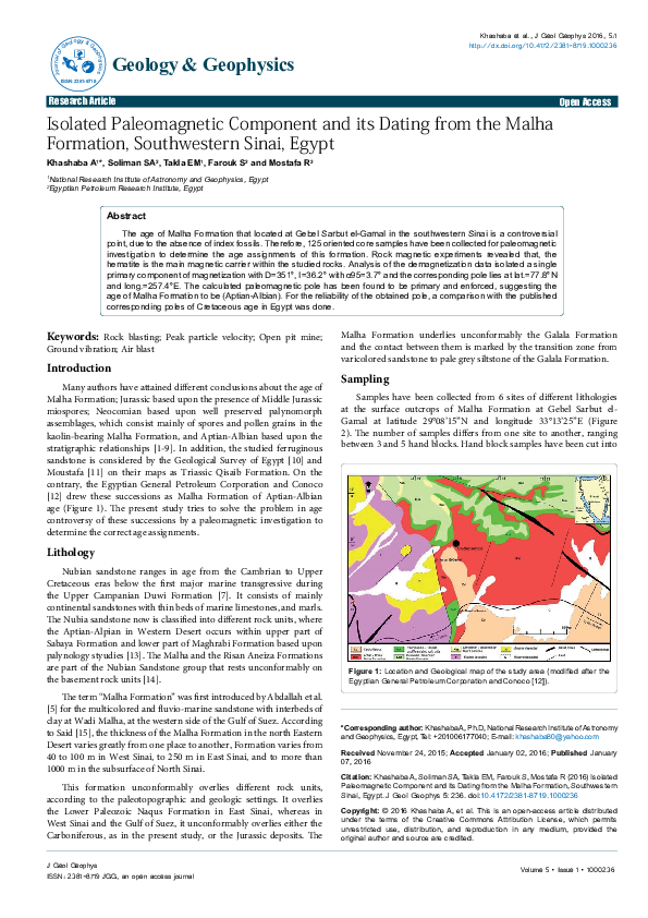 (PDF) Isolated Paleomagnetic Component and its Dating from the Malha ...