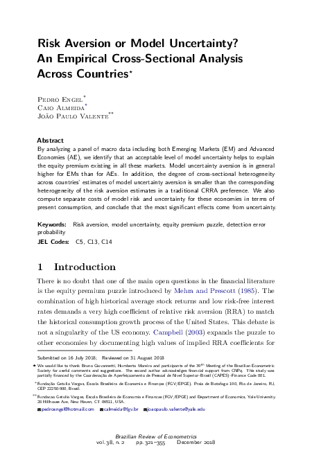 (PDF) Model Uncertainty and Equity Premium Analysis