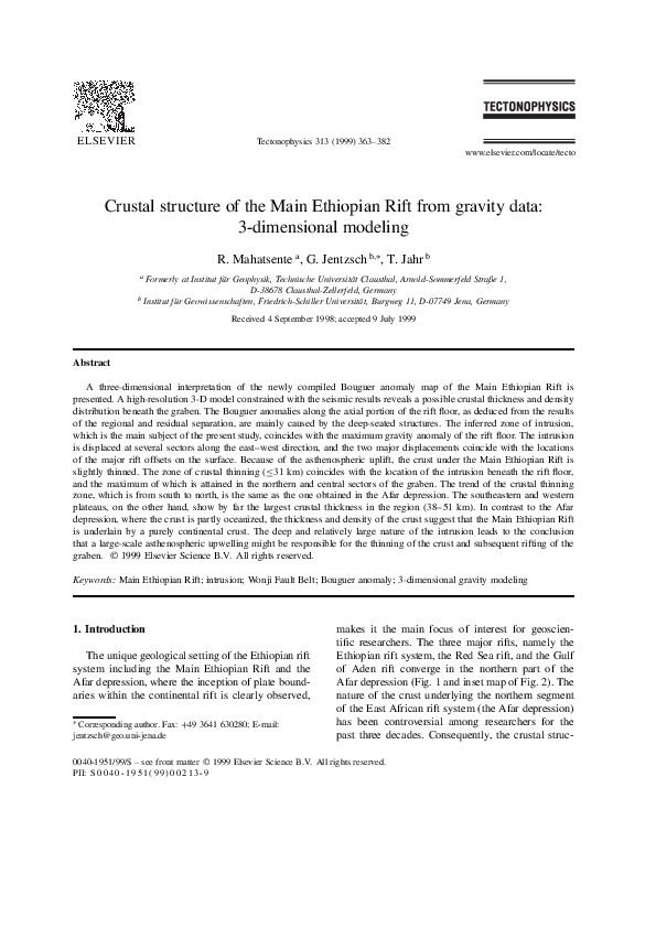 (PDF) 3D Crustal Structure of the Main Ethiopian Rift