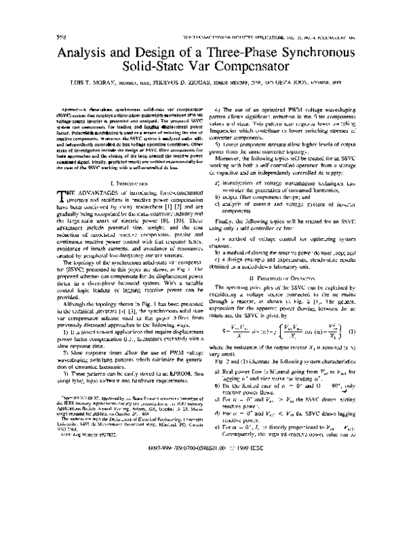 (PDF) Analysis and design of a three-phase synchronous solid-state VAr ...