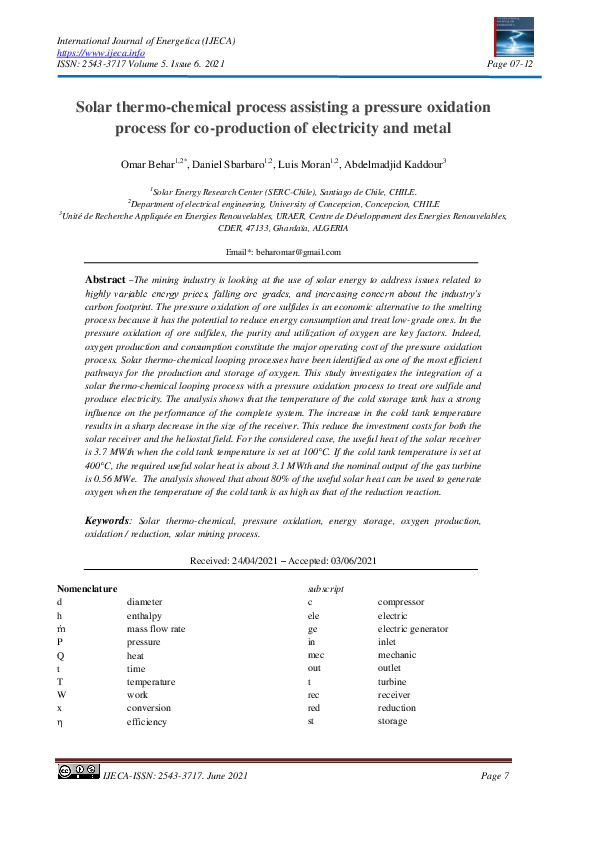 (PDF) Solar thermo-chemical process assisting a pressure oxidation ...