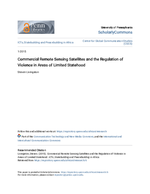 (PDF) Commercial Remote Sensing Satellites and the Regulation of ...