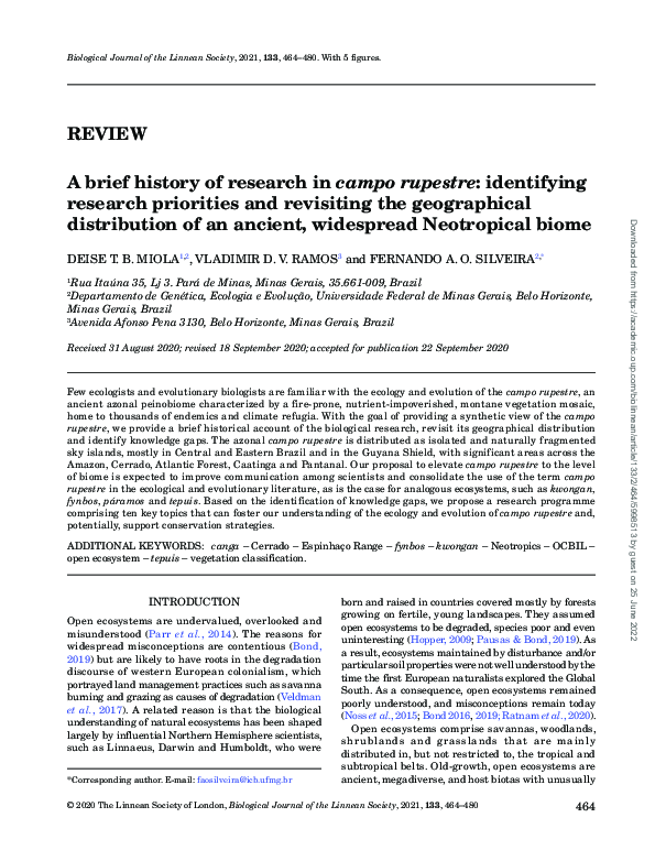 (PDF) A brief history of research in campo rupestre: identifying ...
