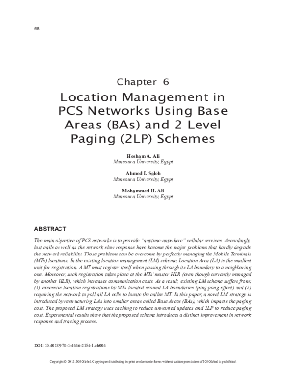 Pdf Location Management In Pcs Networks Using Base Areas Bas And 2 Level Paging 2lp