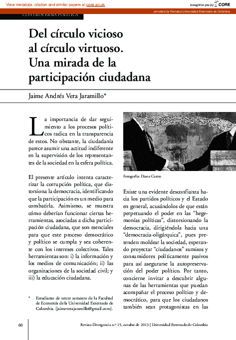 (PDF) Del círculo vicioso al círculo virtuoso. Una mirada de la participación ciudadana