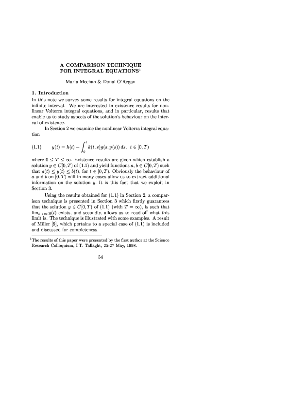 (PDF) A comparison technique for integral equations