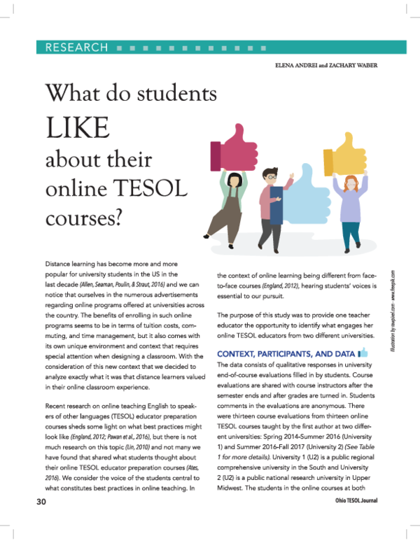 (PDF) What do students like about their online TESOL courses?