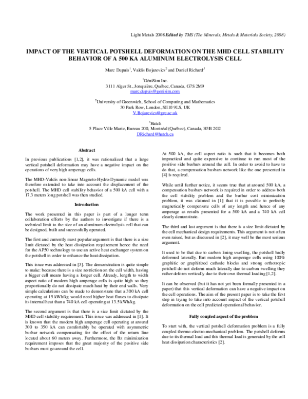 (PDF) Impact of the Vertical Potshell Deformation on the MHD Cell ...