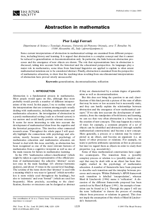 (PDF) Abstraction in mathematics