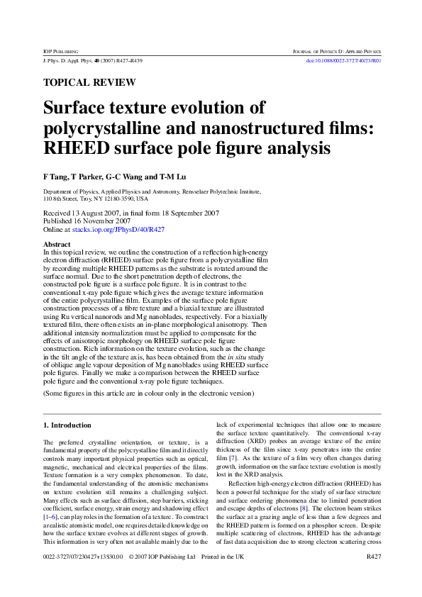 (PDF) Surface texture evolution of polycrystalline and nanostructured ...
