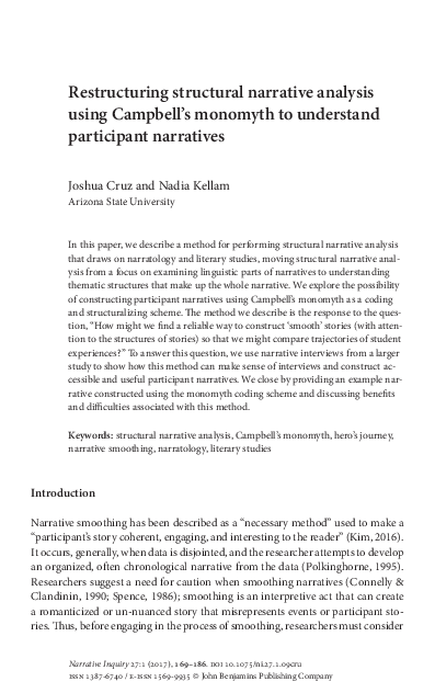 (PDF) Using Campbell’s Monomyth for Narrative Analysis