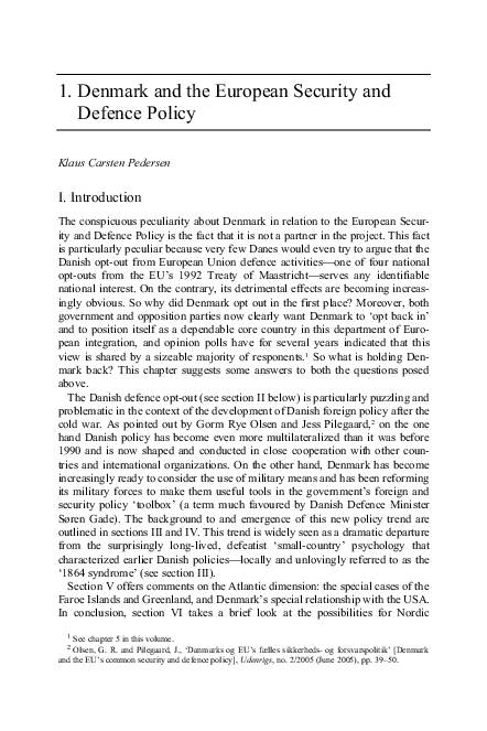 (PDF) Denmark and the European Security and Defence Policy
