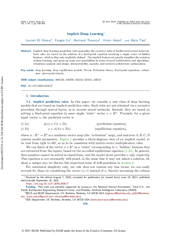 (PDF) Implicit Deep Learning