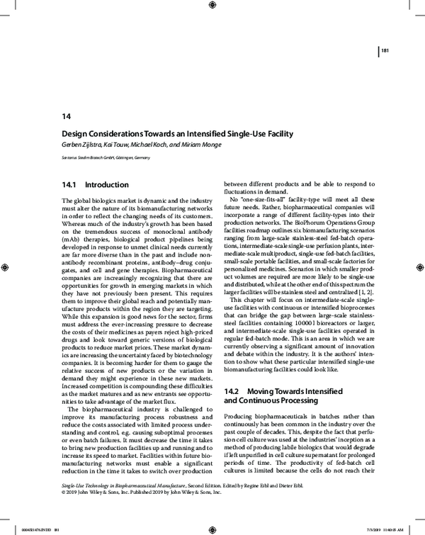 (PDF) Design Considerations Towards an Intensified Single‐Use Facility