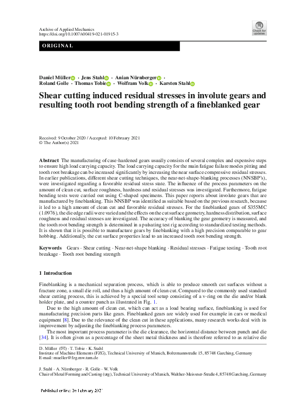 (PDF) Shear cutting induced residual stresses in involute gears and ...