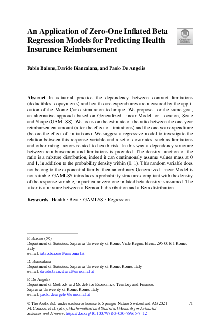 (PDF) An Application of Zero-One Inflated Beta Regression Models for ...
